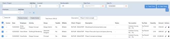 Grouping Time Billing Invoices by Employee
